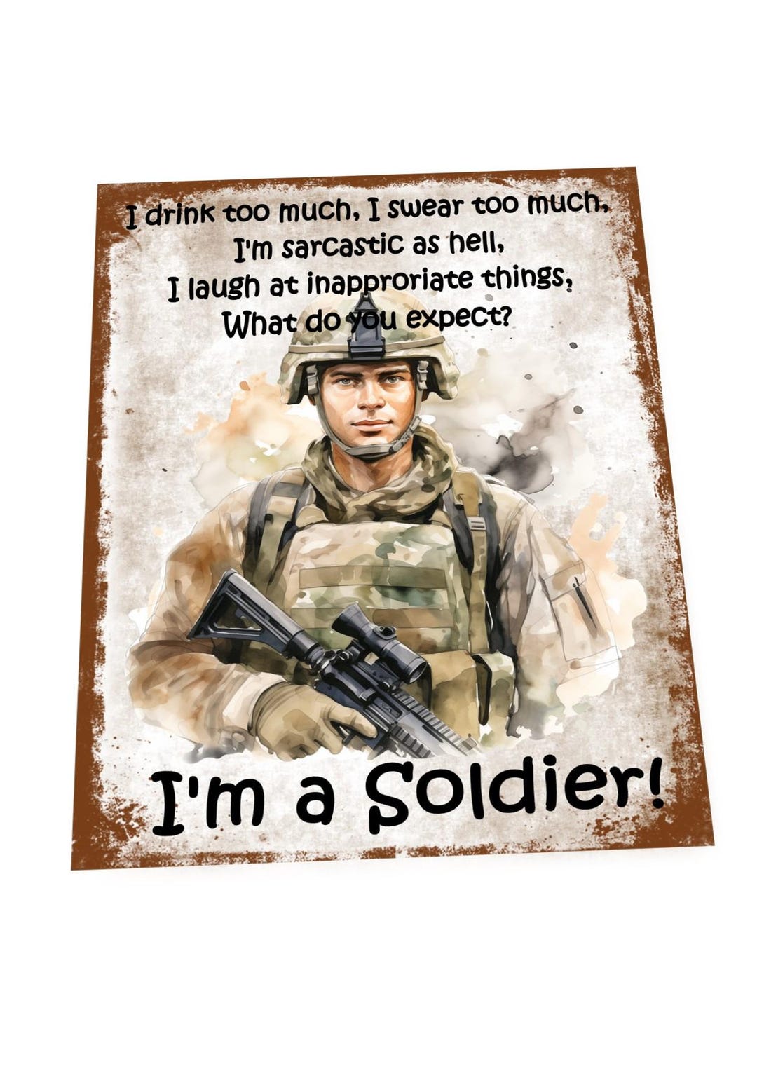 Army Sign Soldier Veteran Military Metal Wall Plaque Sign Serviceman ...