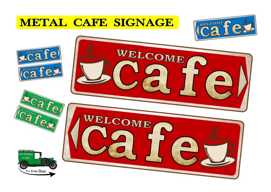 Cafe Café Vintage Style Arrow Direction Sign Coffee, Tea Shop Signs ...