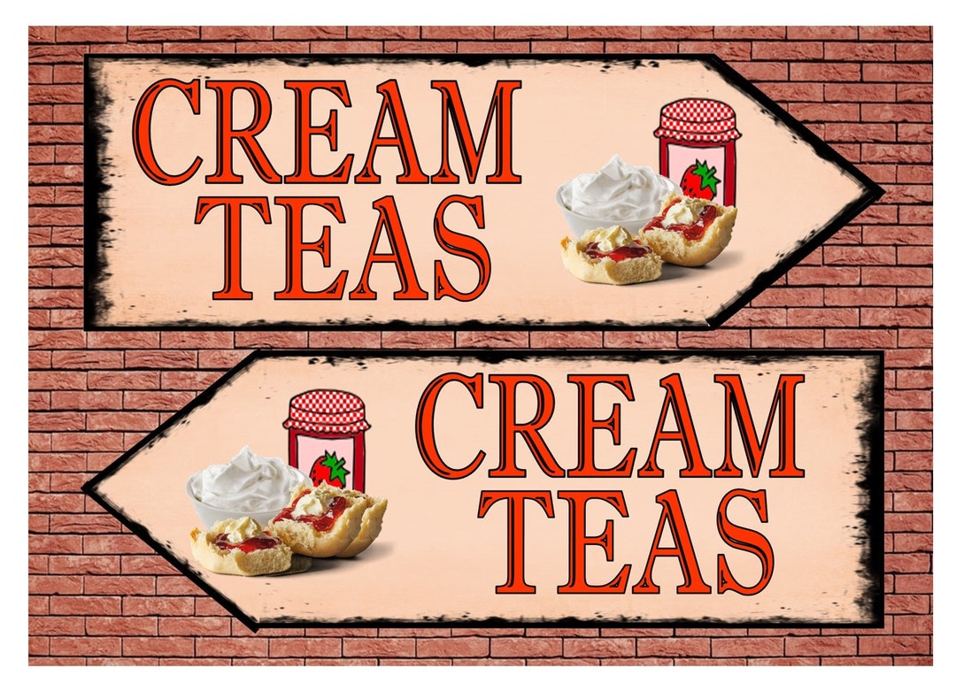Cream Teas This Way Sign Vintage Style Arrow Direction Sign Cream Tea ...