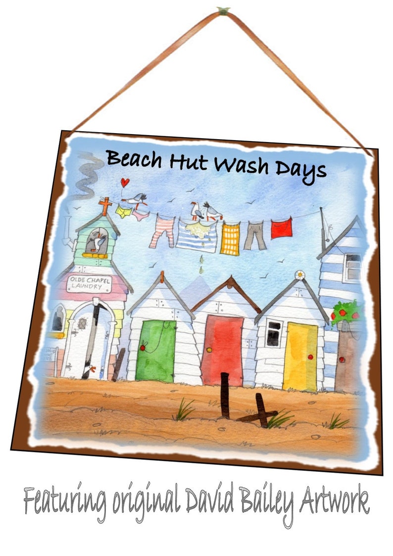 Beach Hut Sign Retro Beach Hut Signs With Aged Effects & Hanging Cord ...