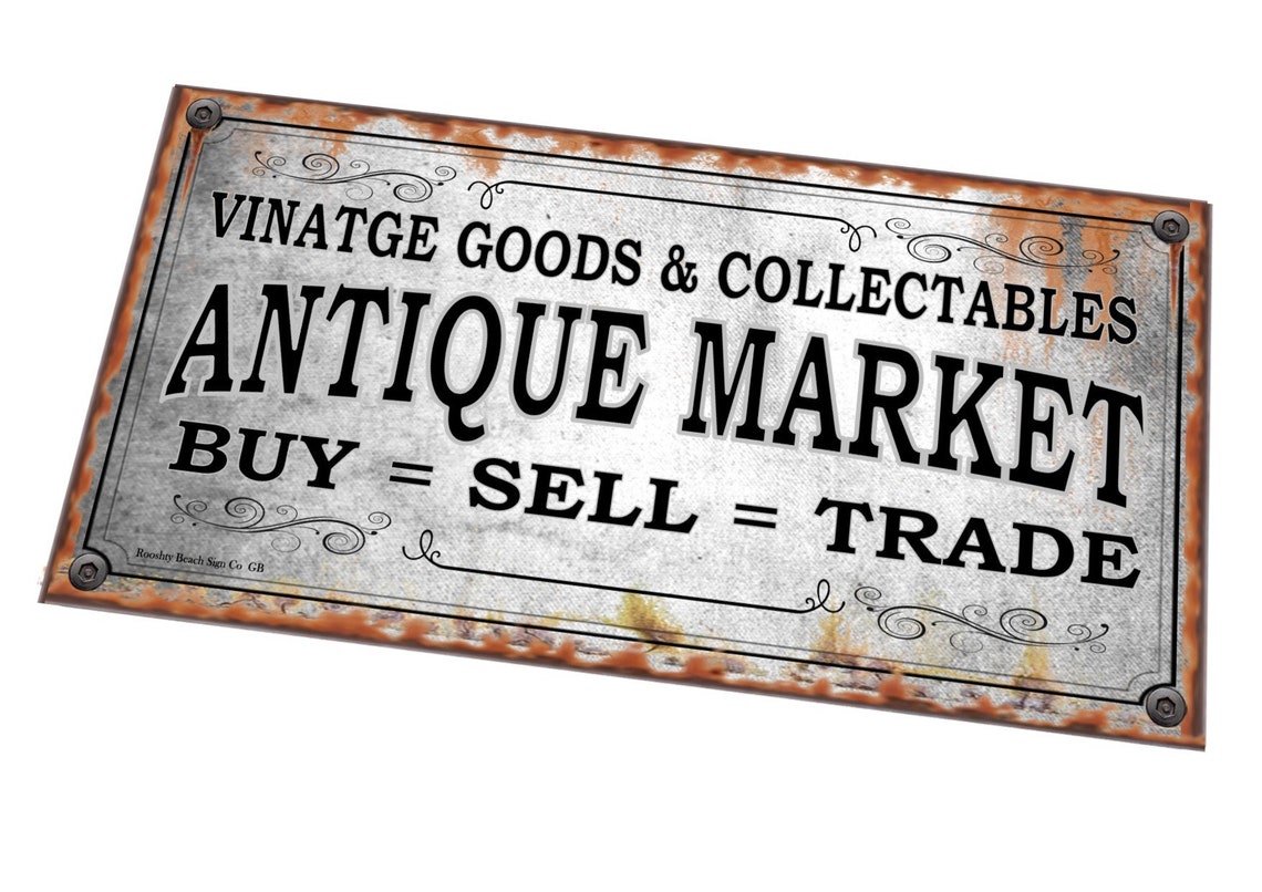 Antique Market Store Sign Retro Vintage Style Shop Sign Retail Store ...