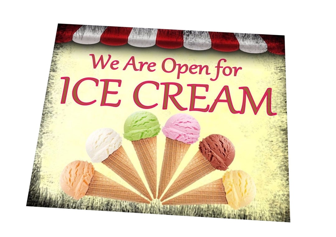 Ice Cream Sign Novelty Retro Vintage Style Sign Ice Cream Parlour Sign ...