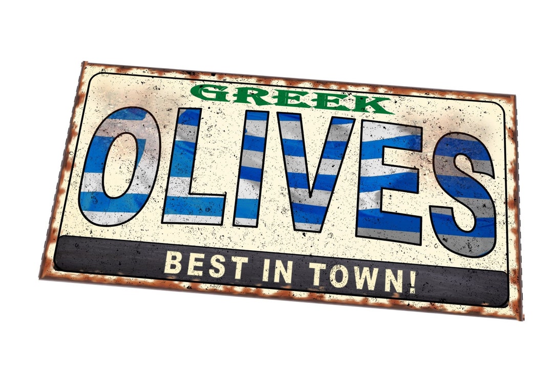 Greek Olives Retro Style Sign Restaurant Sign Metal Vintage Style Retro ...