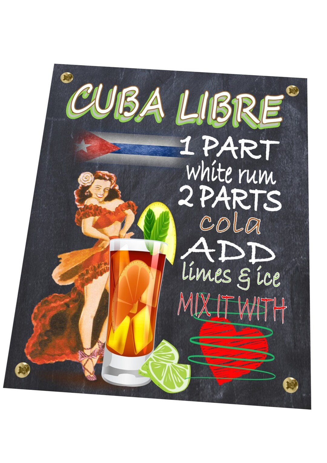 Retro Cocktail Cuba Libre Sign Chalkboard Style Cuba Libre Here Sign ...