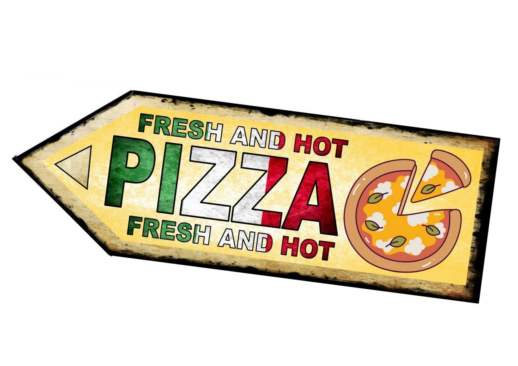 Pizza Fresh Pizza Sign Vintage Style Arrow Direction Sign Pizza Shop ...