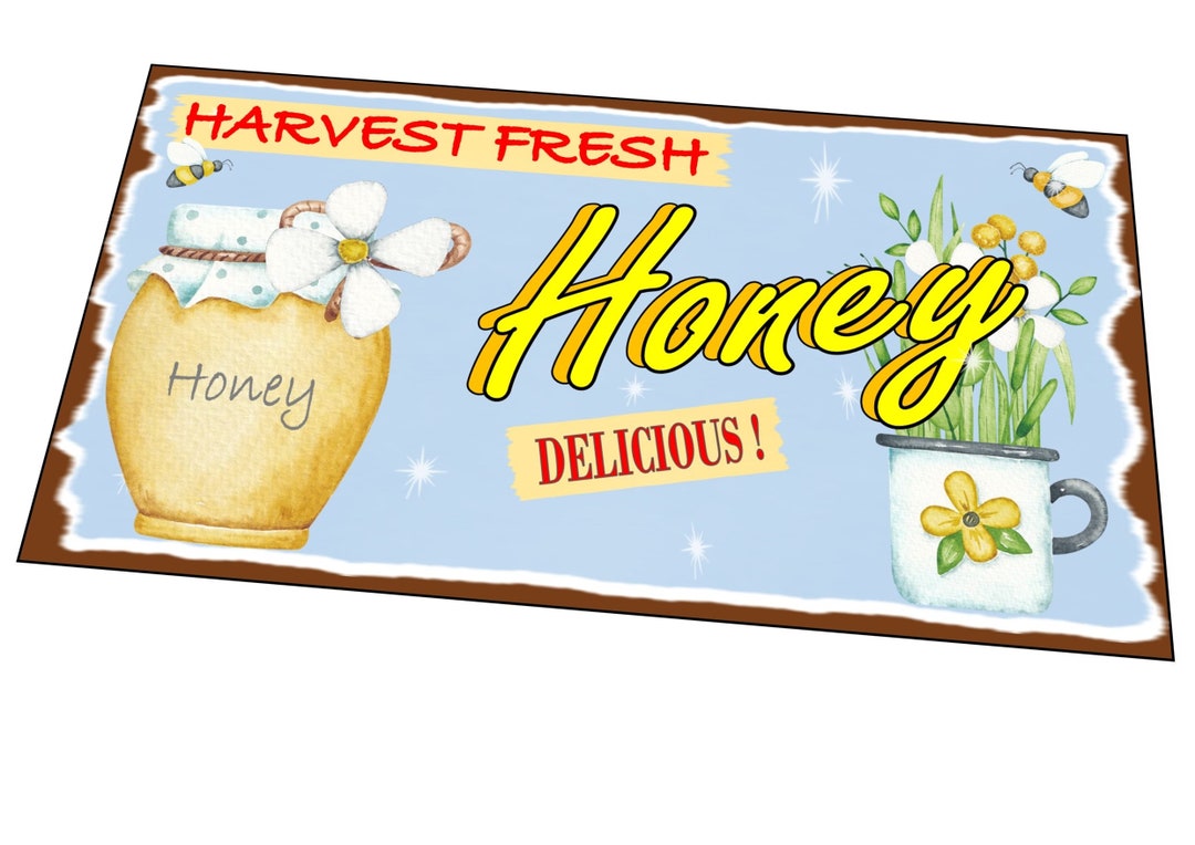 Honey for Sale Sign Retro Honey Sign Fresh Local Honey Sign Metal Retro ...