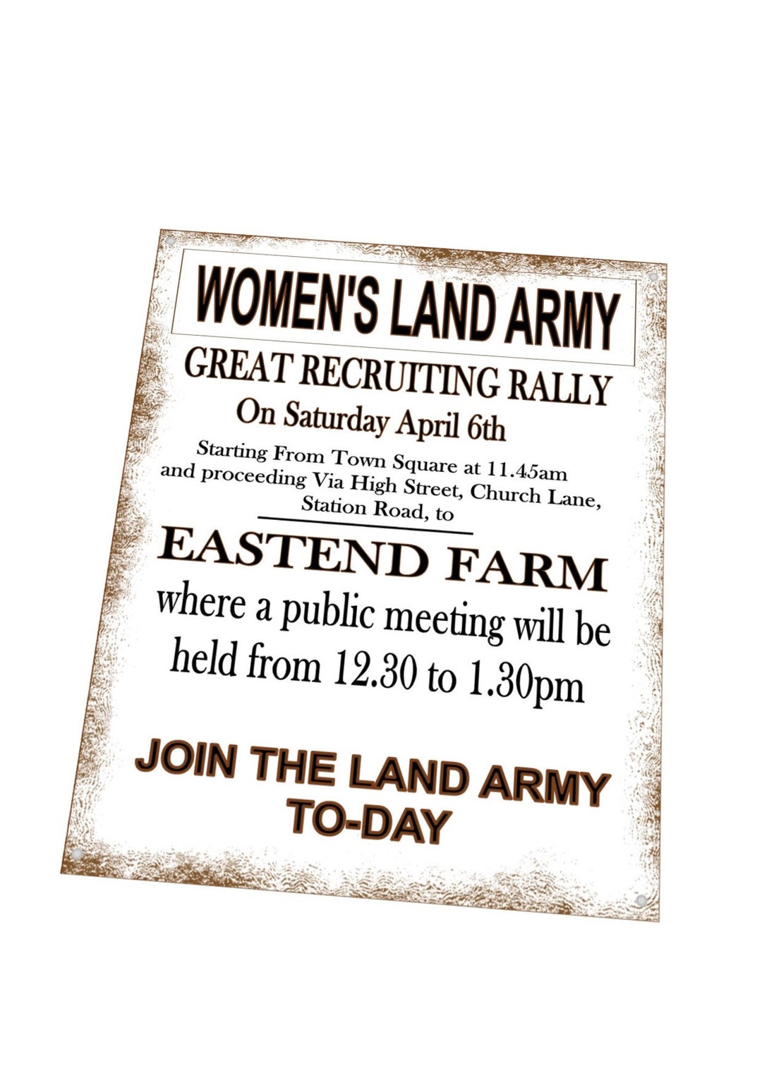Women's Land Army Recruitment Poster Sign Metal Vintage Style WW2 Sign ...