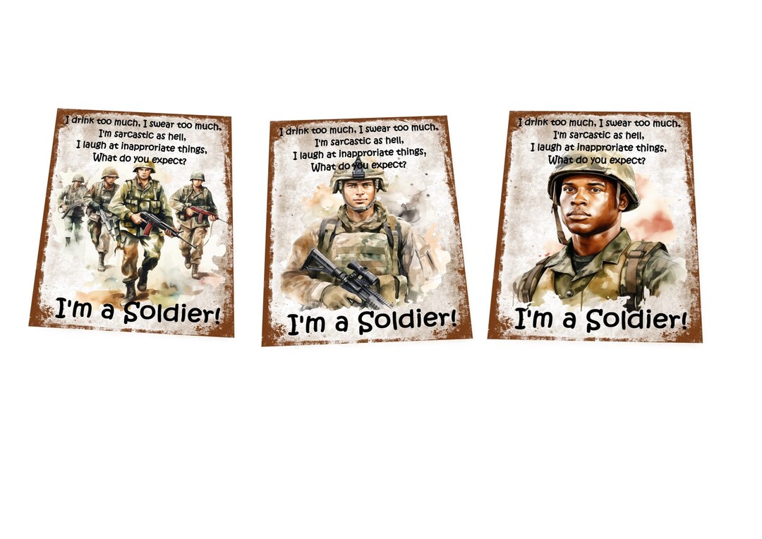 Soldier Sign, Army Soldier, Military Veteran Metal Sign Army, Navy Man ...