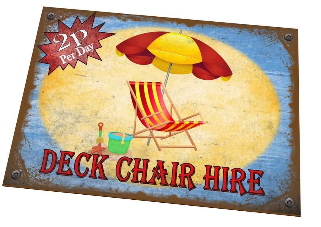Seaside Deck Chair Sign Retro Vintage Style Beach Deck Chair Sign - Etsy