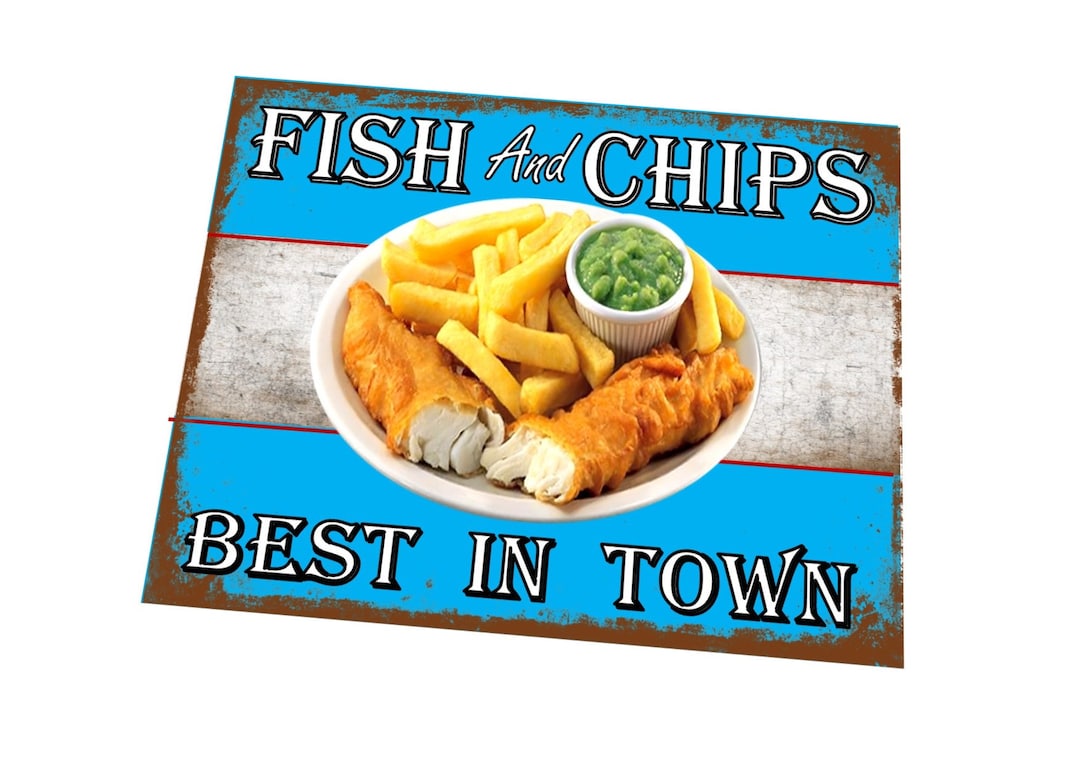 Fish and Chips Metal Sign, Vintage Style Fish and Chips Advert Poster ...