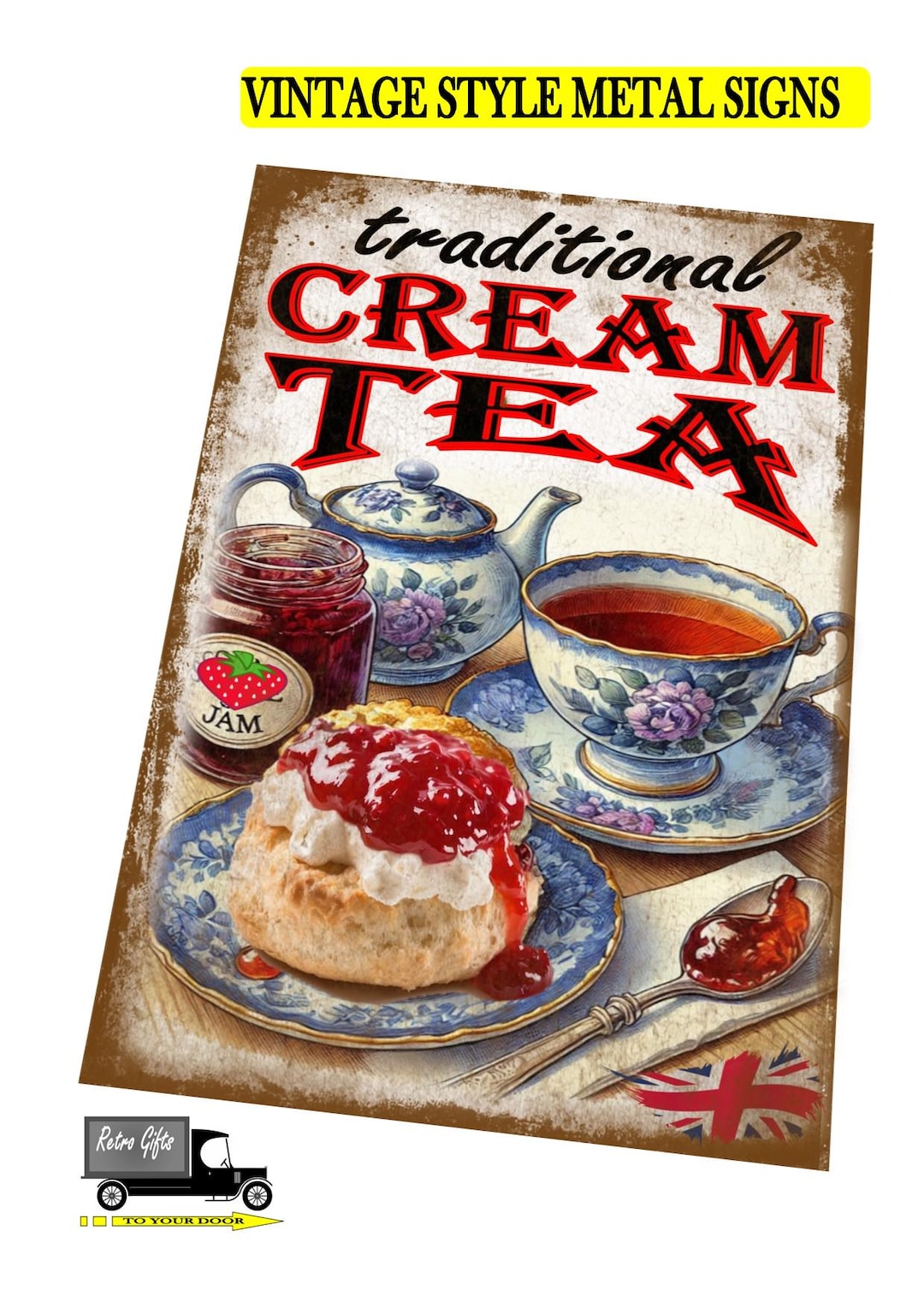Vintage Tea Room Cream Tea Metal Sign, Vintage Style Metal Wall Cream ...