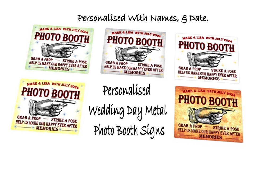 Personalised Wedding Day Photo Booth Signs , Wedding Photo Booth, Metal ...