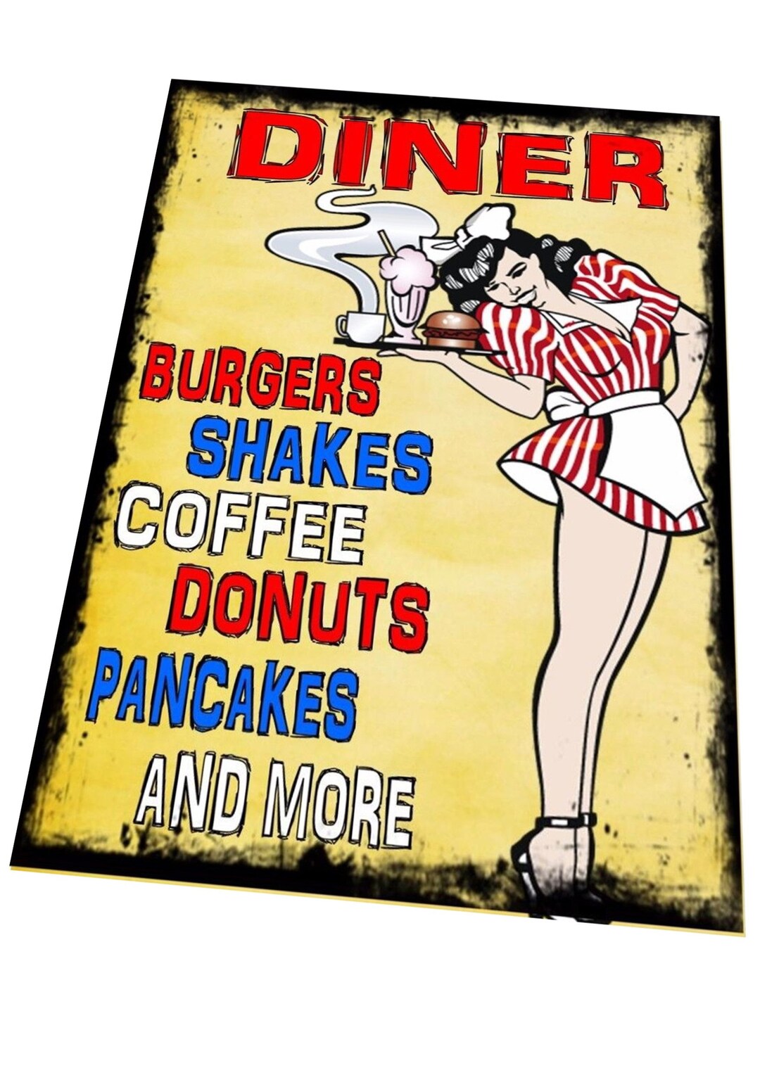 Diner Sign Novelty Retro Diner Wall Sign Plaque Fun Reproduction 1950s ...