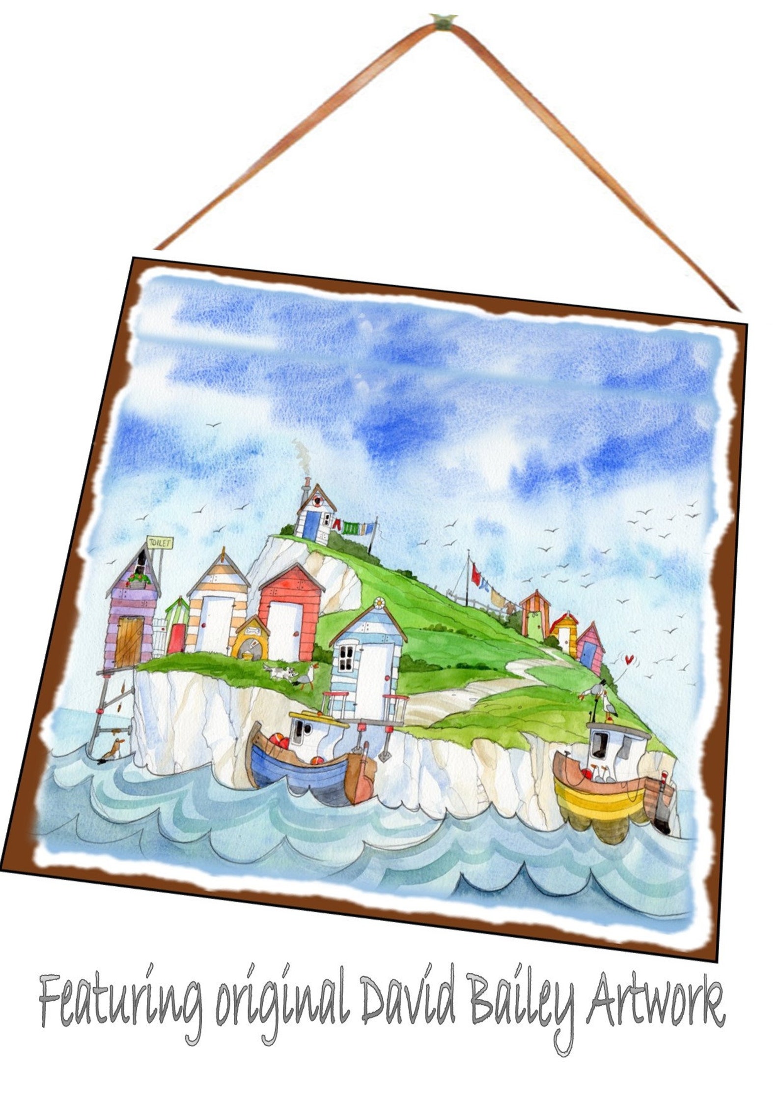 Beach Hut Sign Retro Beach Hut Signs With Aged Effects & Hanging Cord ...