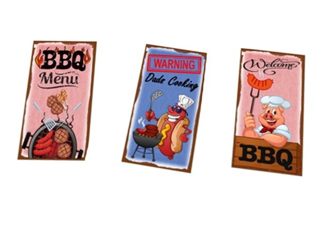 BBQ Signs Retro Vintage Style Metal Sign, Garden Grill BBQ Patio Back ...