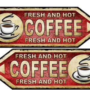 Coffee Fresh Coffee Sign Vintage Style Arrow Direction Sign Coffee Shop ...