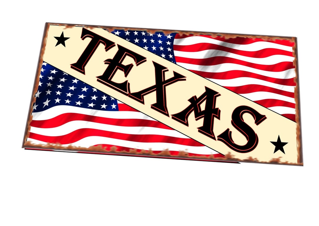 Retro Texas Sign Vintage American Flag Sign American Retro Town Sign ...
