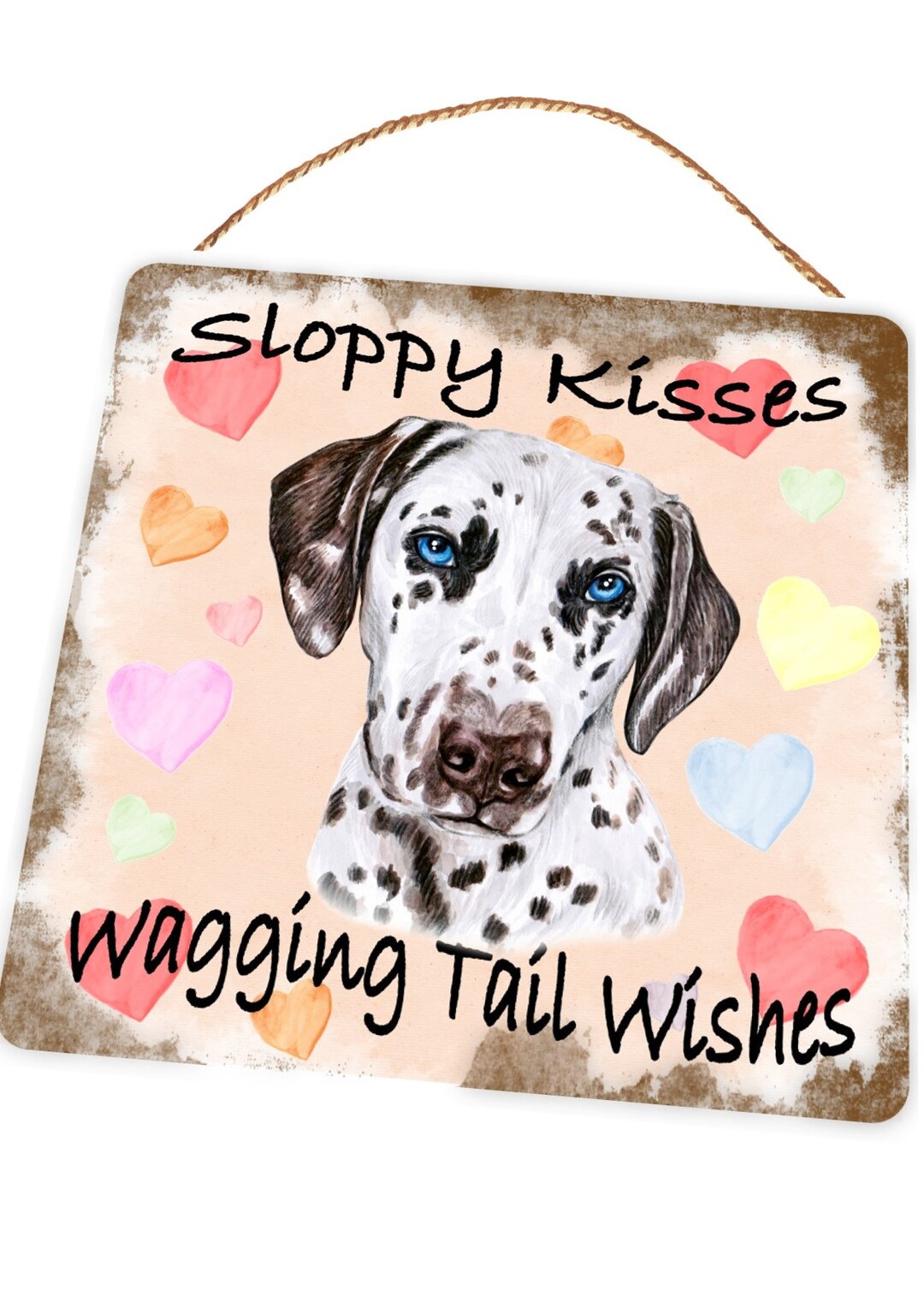 Dalmatian Sign Aged Effect Wall Plaque Sign With Rustic Hanging Cord ...