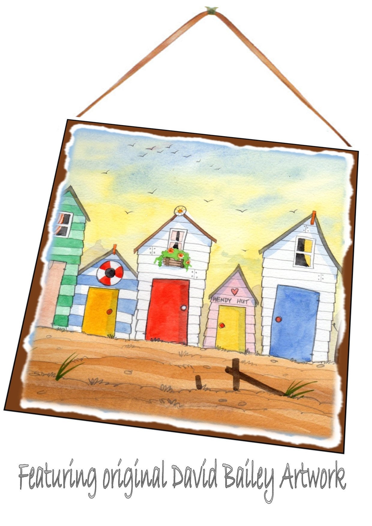 Beach Hut Sign Retro Beach Hut Signs With Aged Effects & Hanging Cord ...