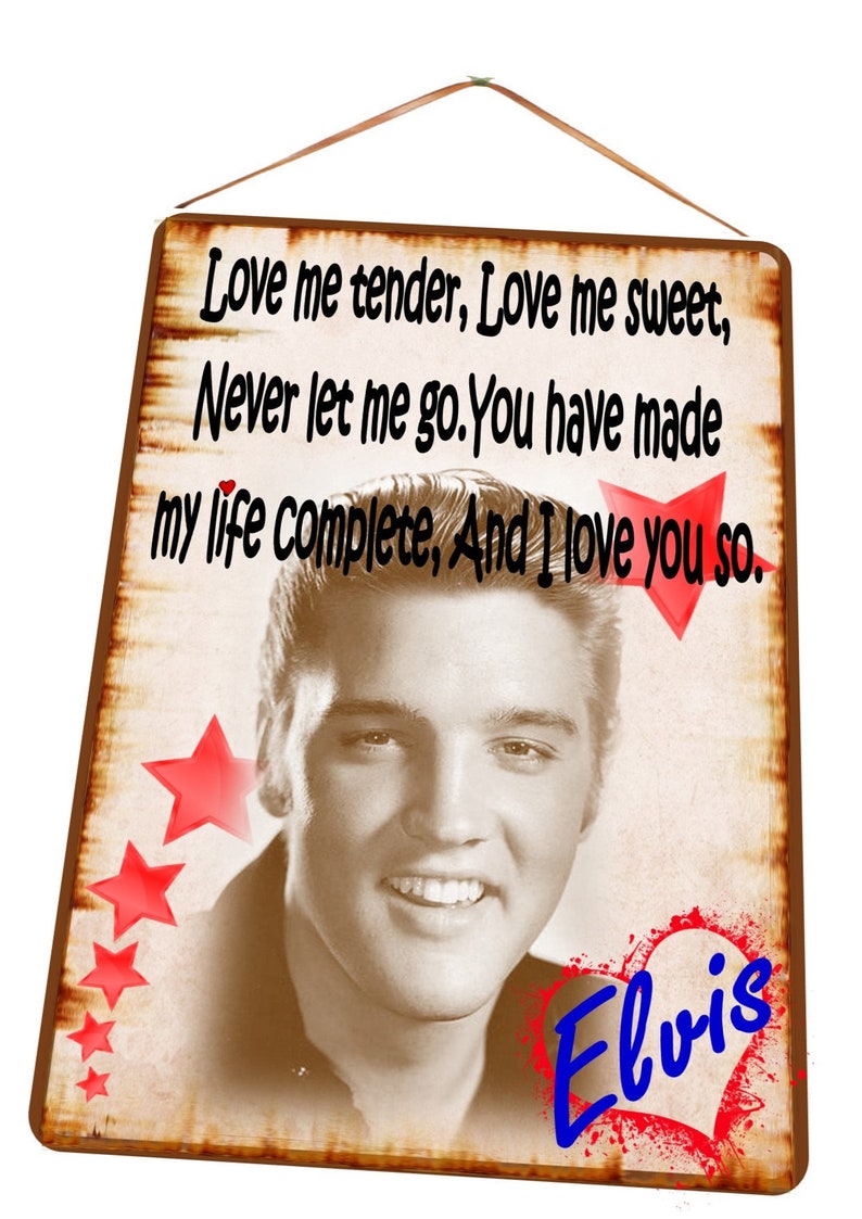 Retro Elvis Presley Sign 1950s Vintage Music Sign Love Me Tender Elvis ...