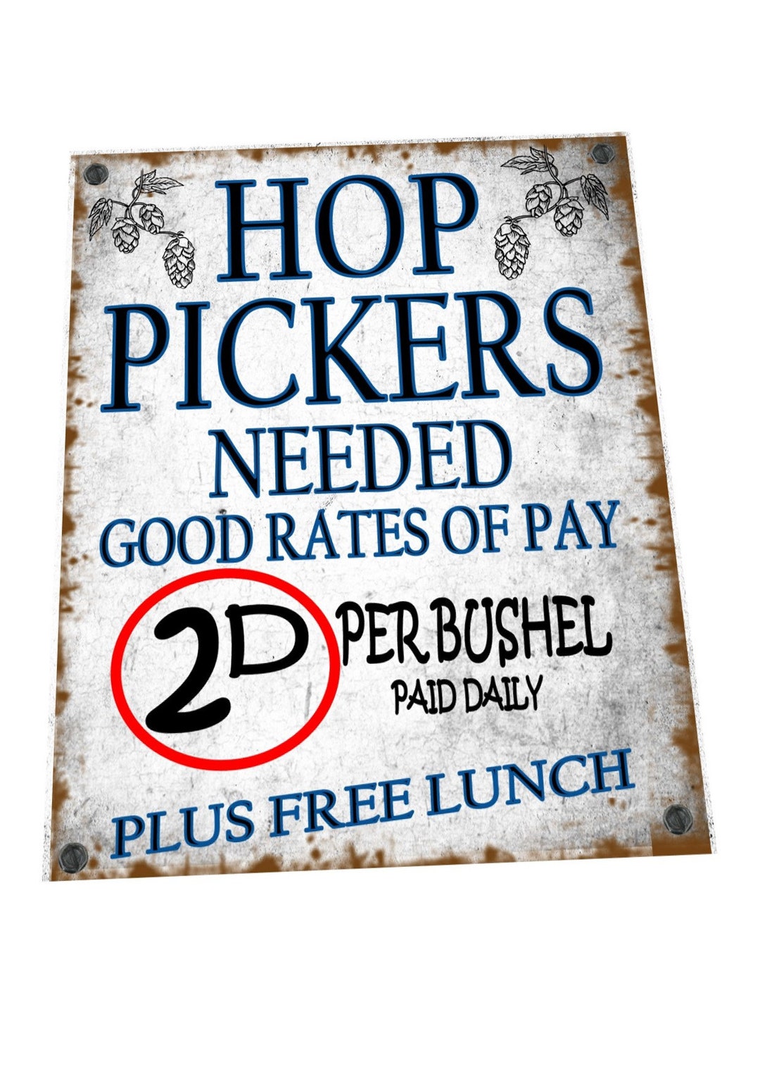 Hop Pickers Wanted Vintage Style Metal Sign Hop Farm Sign - Etsy