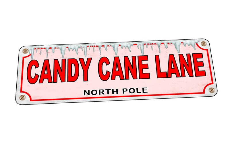 Christmas Signs Candy Cane Lane, Gingerbread House. Elf Street, Tree ...