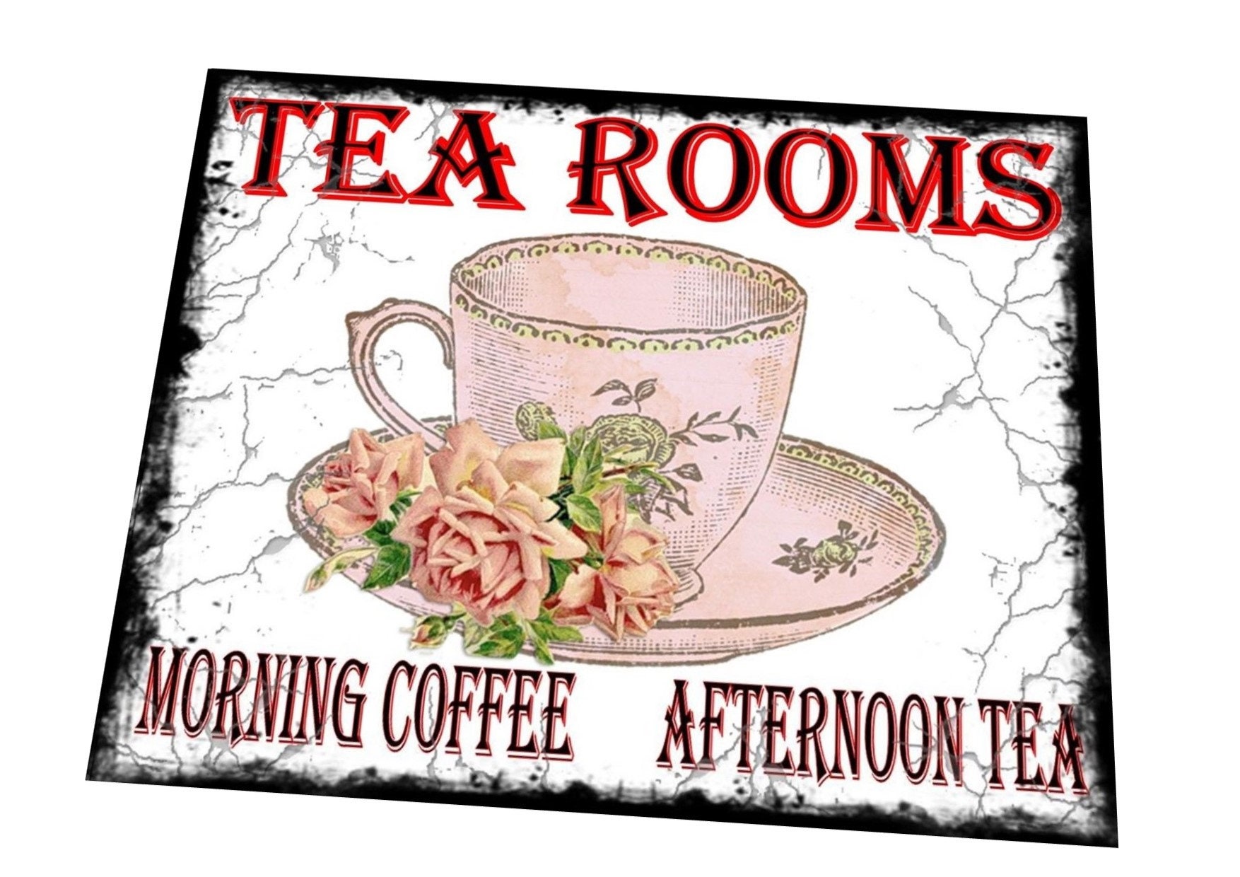 Retro Tea Room Sign Vintage Style Style Fresh Tea Here Sign Retro Café ...