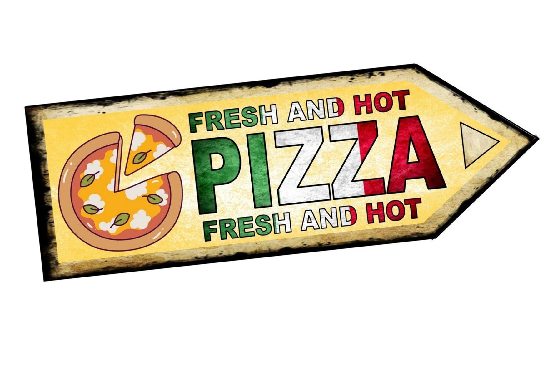 Pizza Fresh Pizza Sign Vintage Style Arrow Direction Sign Pizza Shop ...