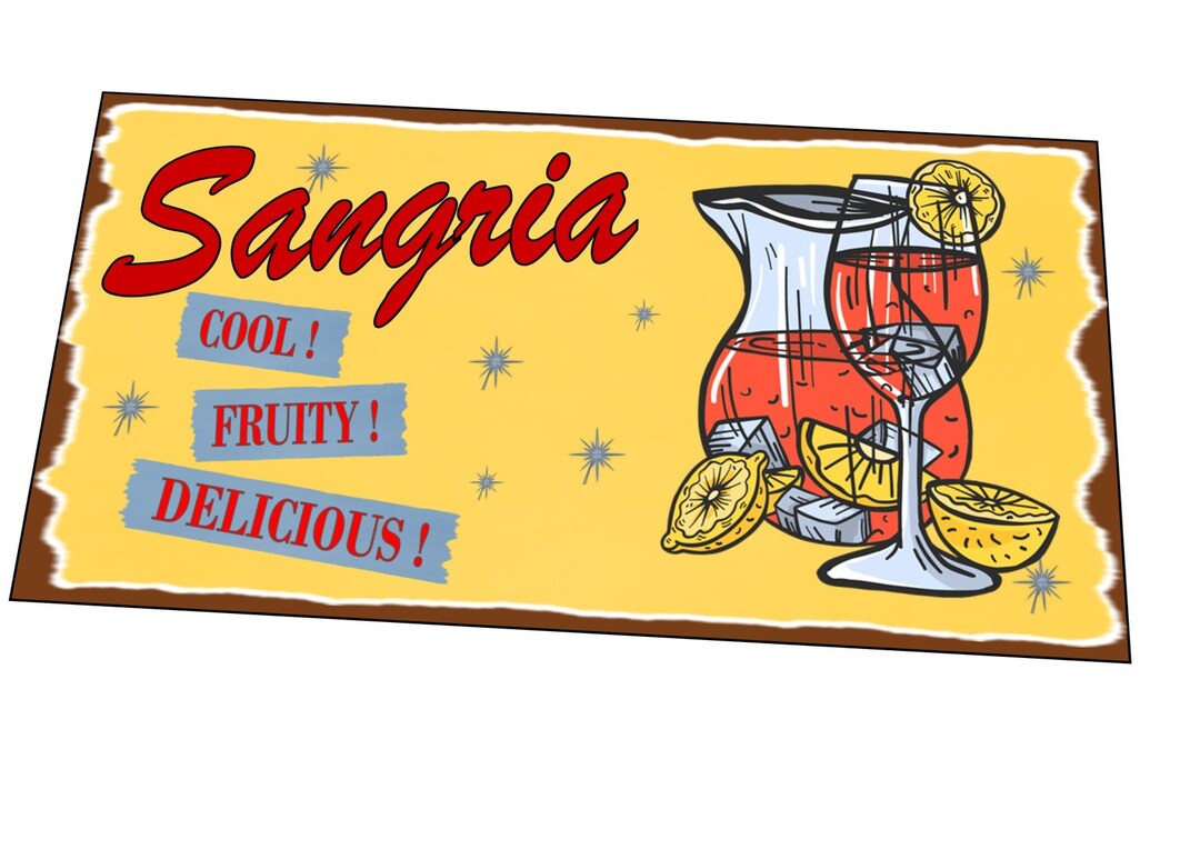 Sangria Retro Style Sign Restaurant Sign Metal Vintage Style Retro ...