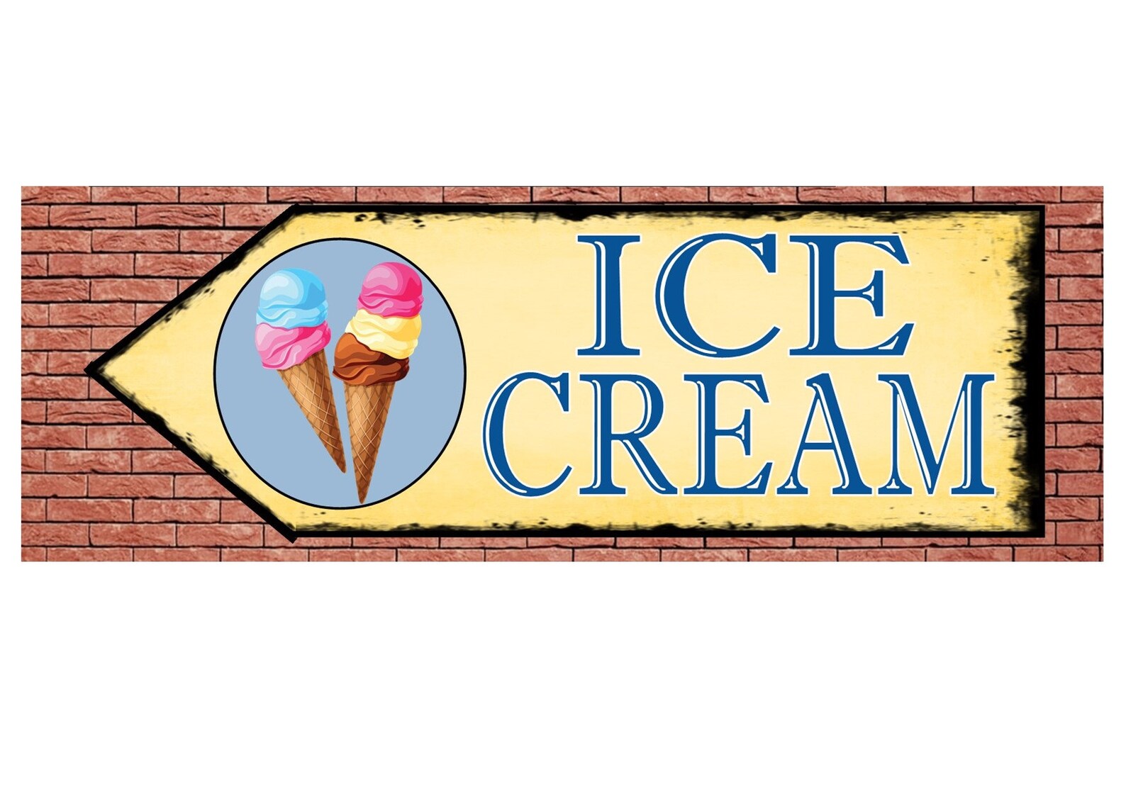Ice Cream Sign Vintage Style Arrow Direction Sign Cream Home Ice Cream ...