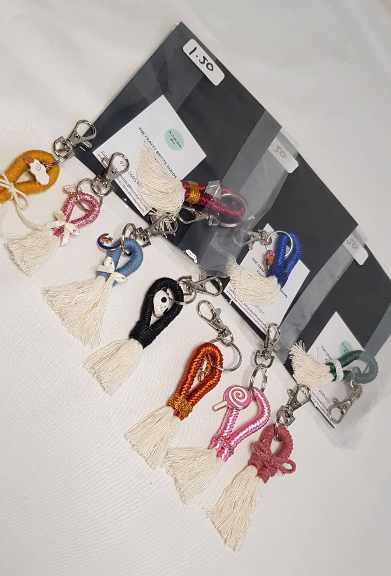 Colourful key rings with charm | Etsy