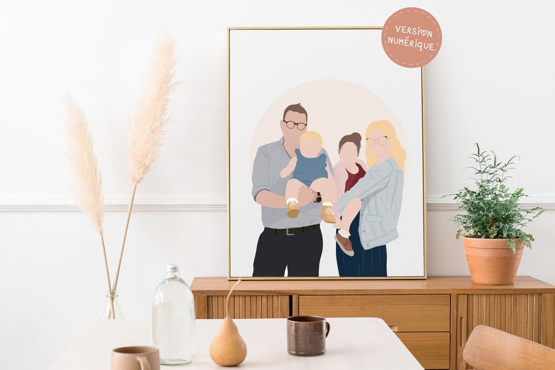 Faceless Family Portrait Poster, Personalized Illustration ...
