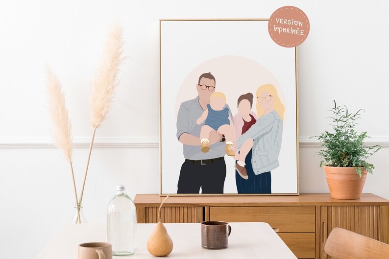 Faceless Family Portrait Poster, Personalized Illustration ...