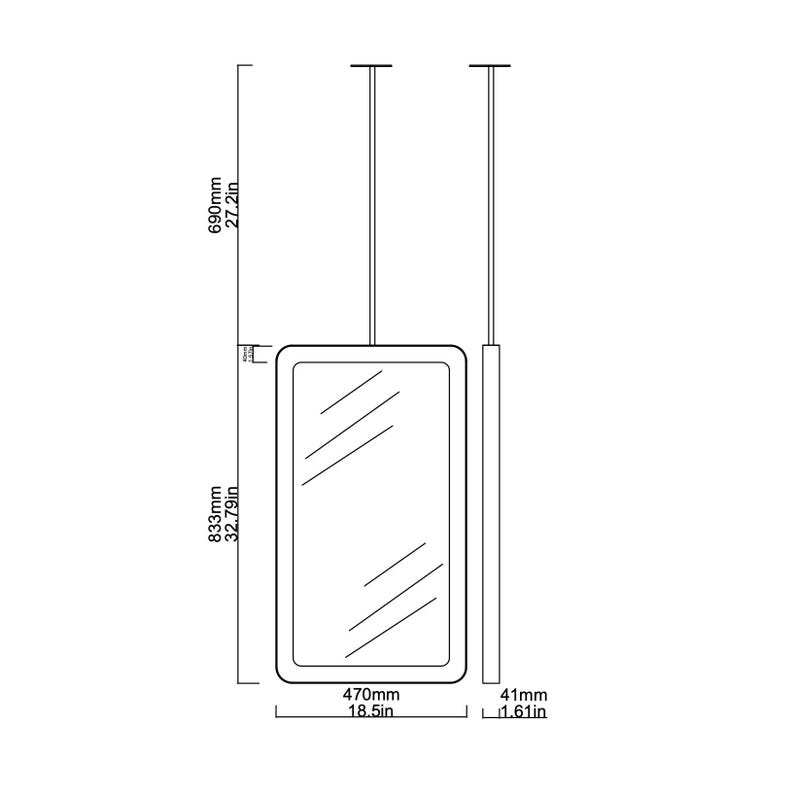 Quadris™ Ceiling Suspended Rectangular Mirror With Brass Tray Frame and ...