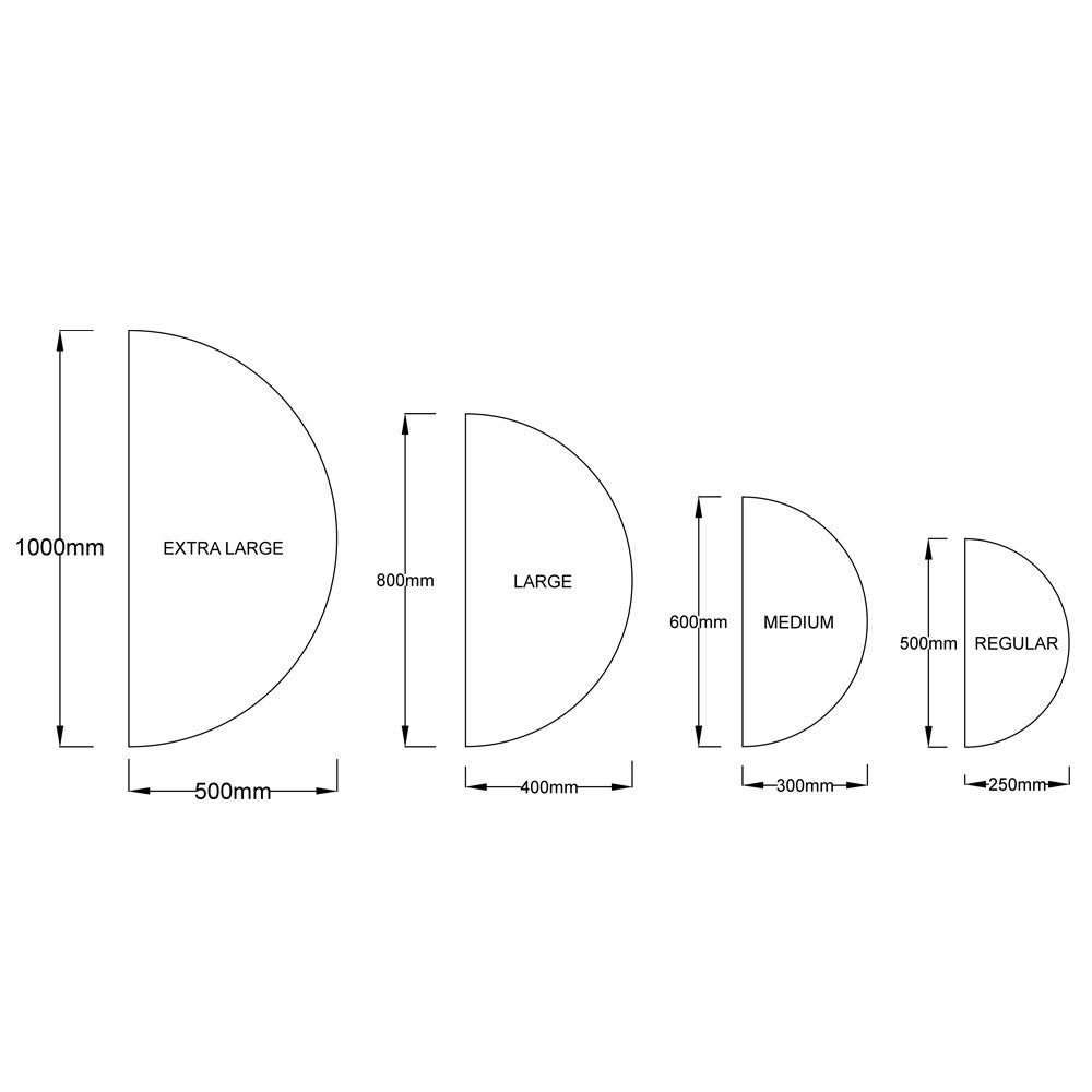Set of 2 Luna™ Half-moon Semi-circular Frameless Round - Etsy UK