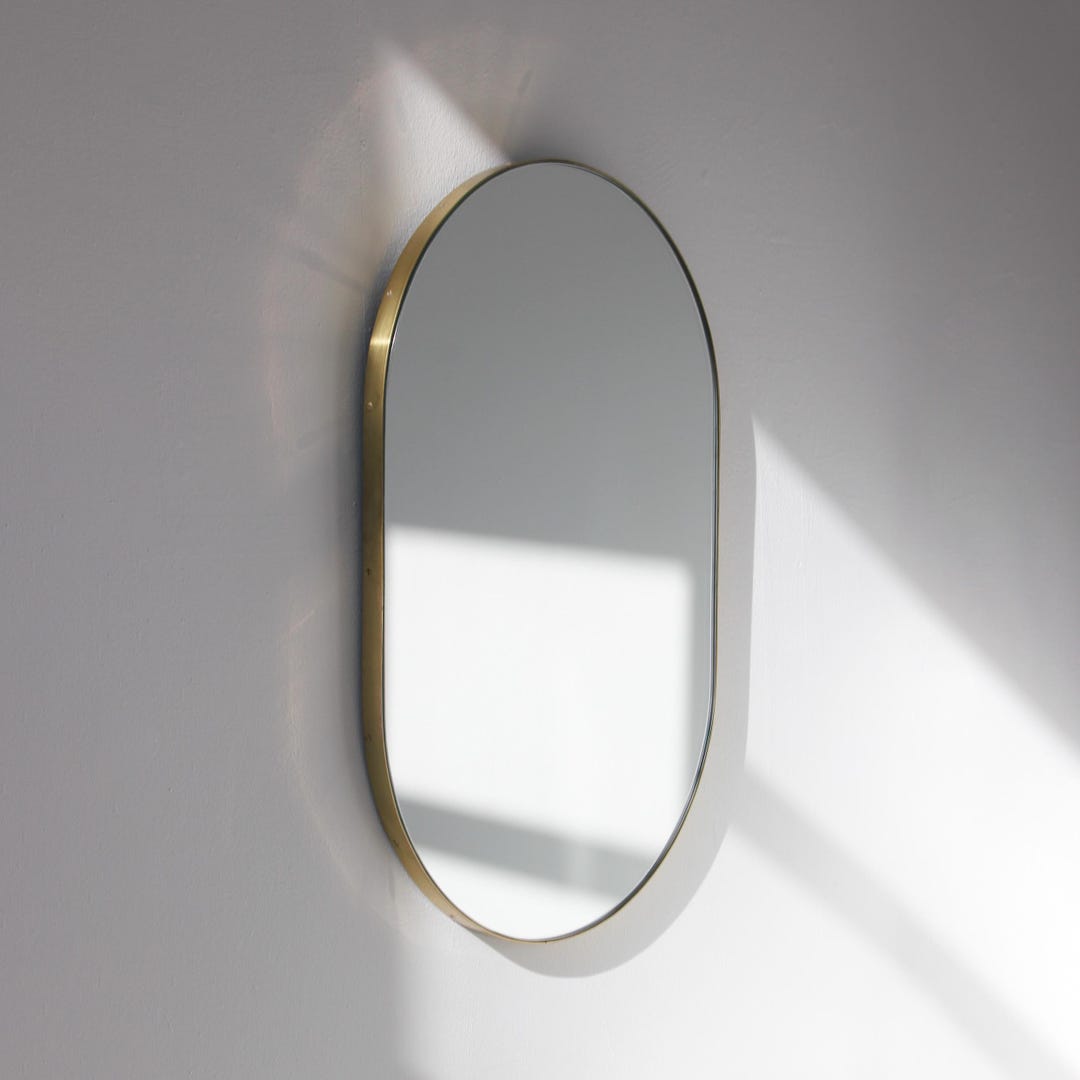 Capsula™ Capsule Shaped Modern Mirror With Brass Frame, Customisable - Etsy
