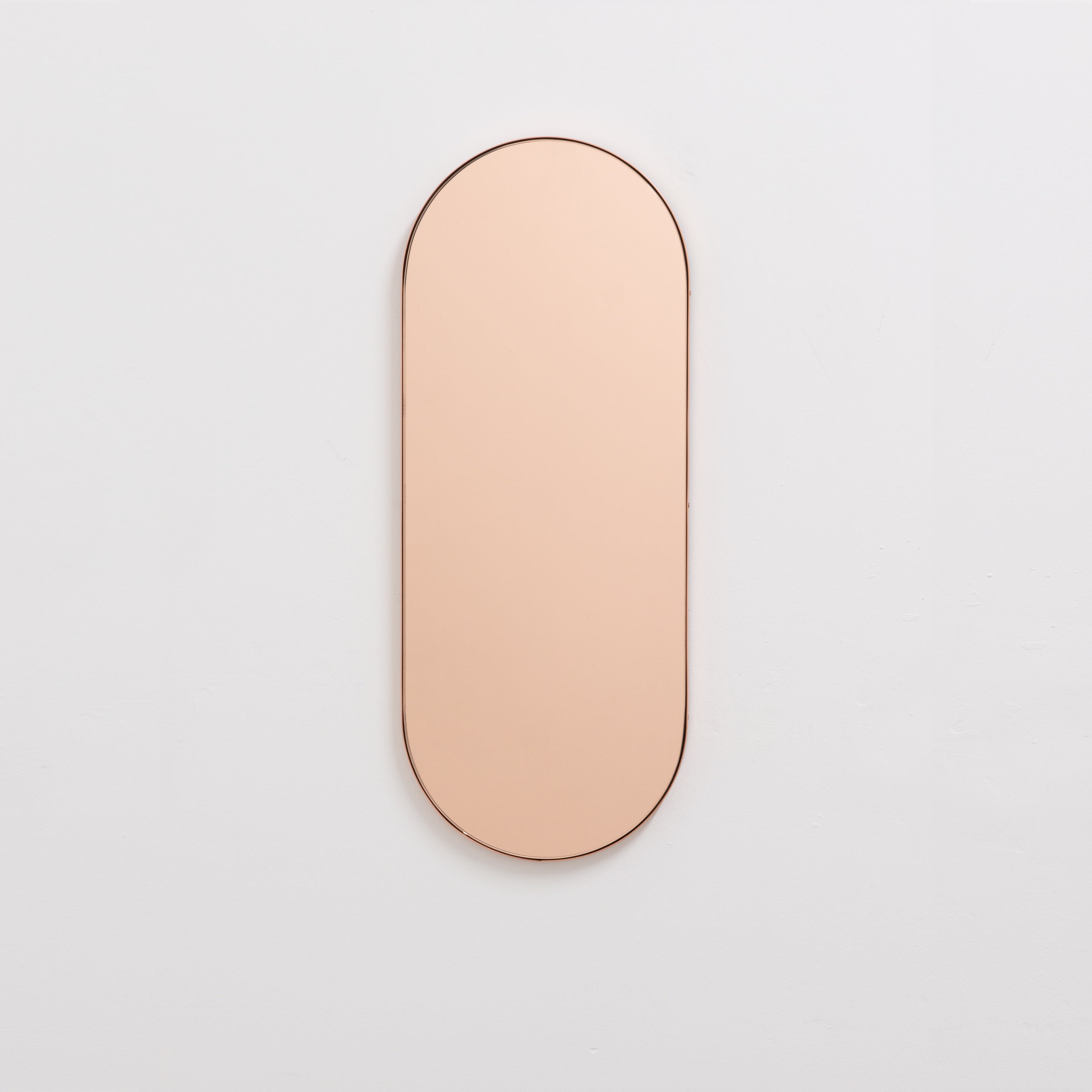 Capsula™ Capsule Shaped Rose Gold Minimalist Mirror With Copper Frame ...