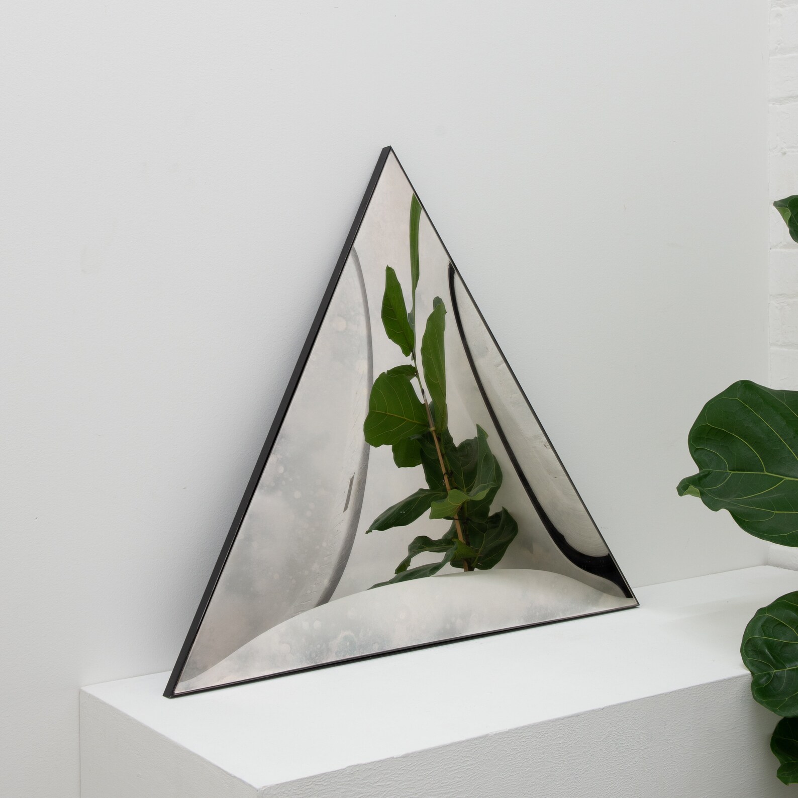 Stunning Triangular Antiqued Convex Mirror With Black Frame - Etsy