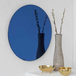 Orbis™ Round Blue Tinted Contemporary Frameless Mirror - Large, XL - Etsy