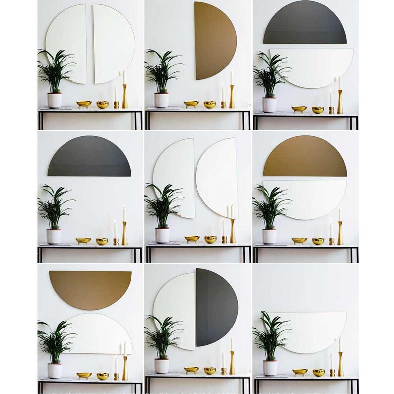 Set of 2 Luna™ Half-moon Semi-circular Frameless Round Mirrors | Etsy