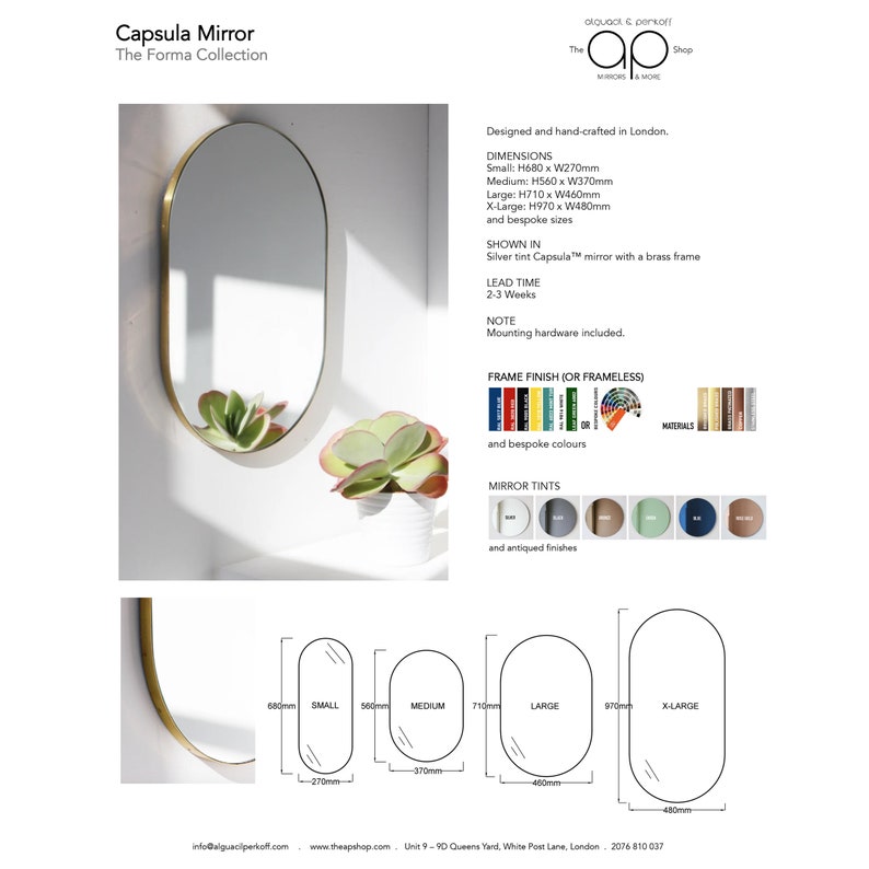 Capsula™ Capsule Shaped Modern Wide Mirror With a Brass Frame - Etsy