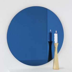 Orbis™ Round Blue Tinted Contemporary Frameless Mirror - Large, XL - Etsy
