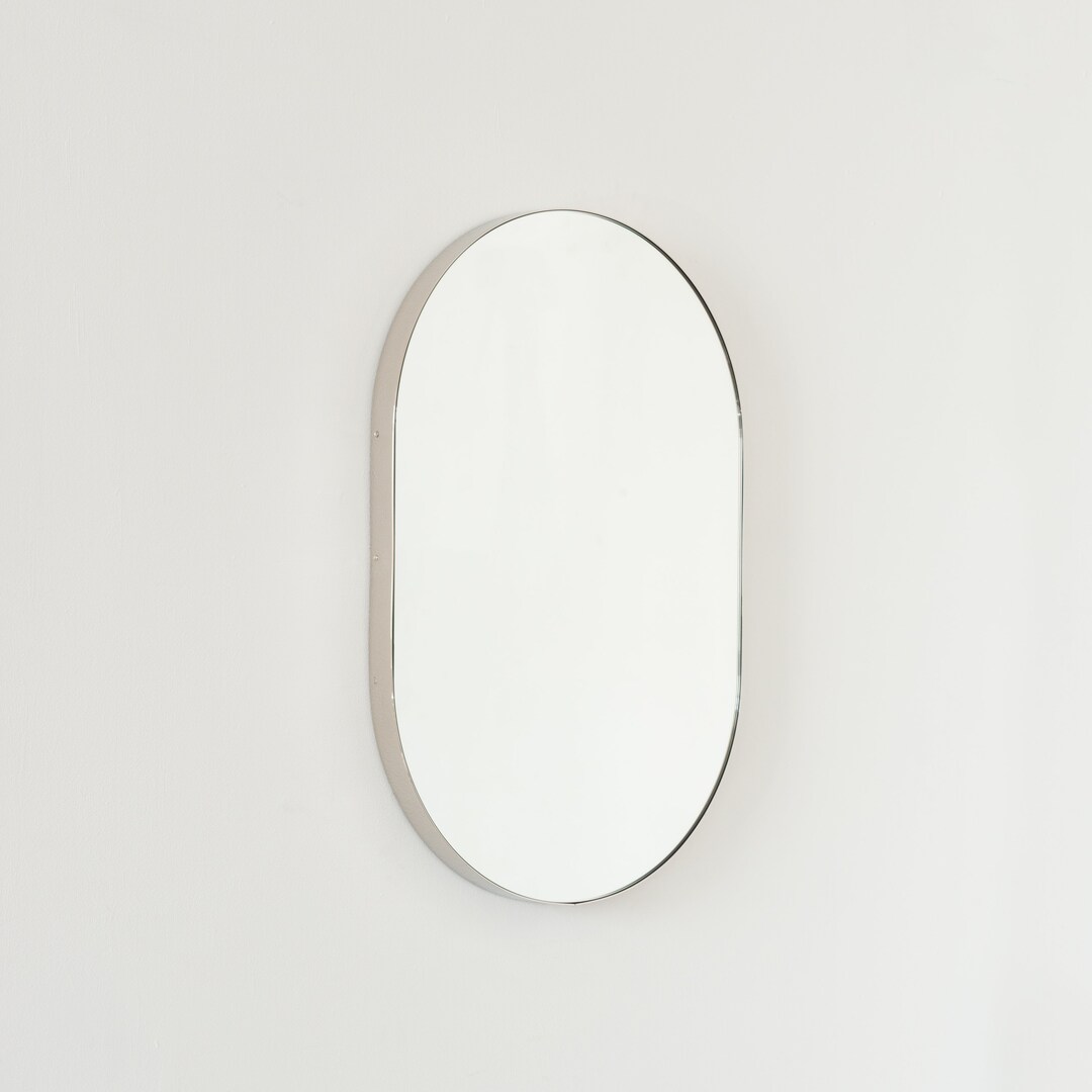 Capsula™ Capsule Shaped Modern Mirror With Nickel Plated Frame, XL - Etsy