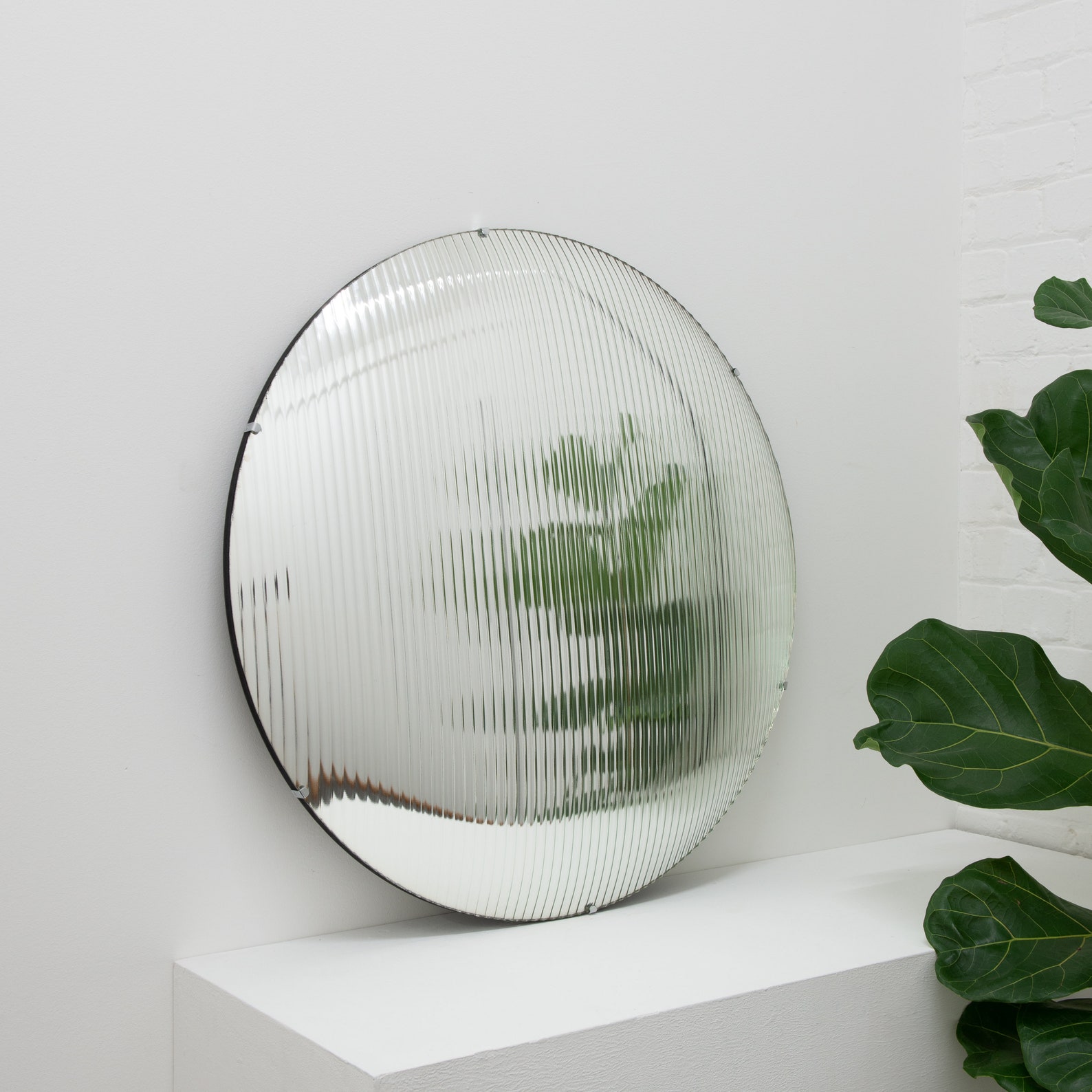 Orbis™ Round Reeded Glass Handcrafted Convex Frameless Mirror - Etsy