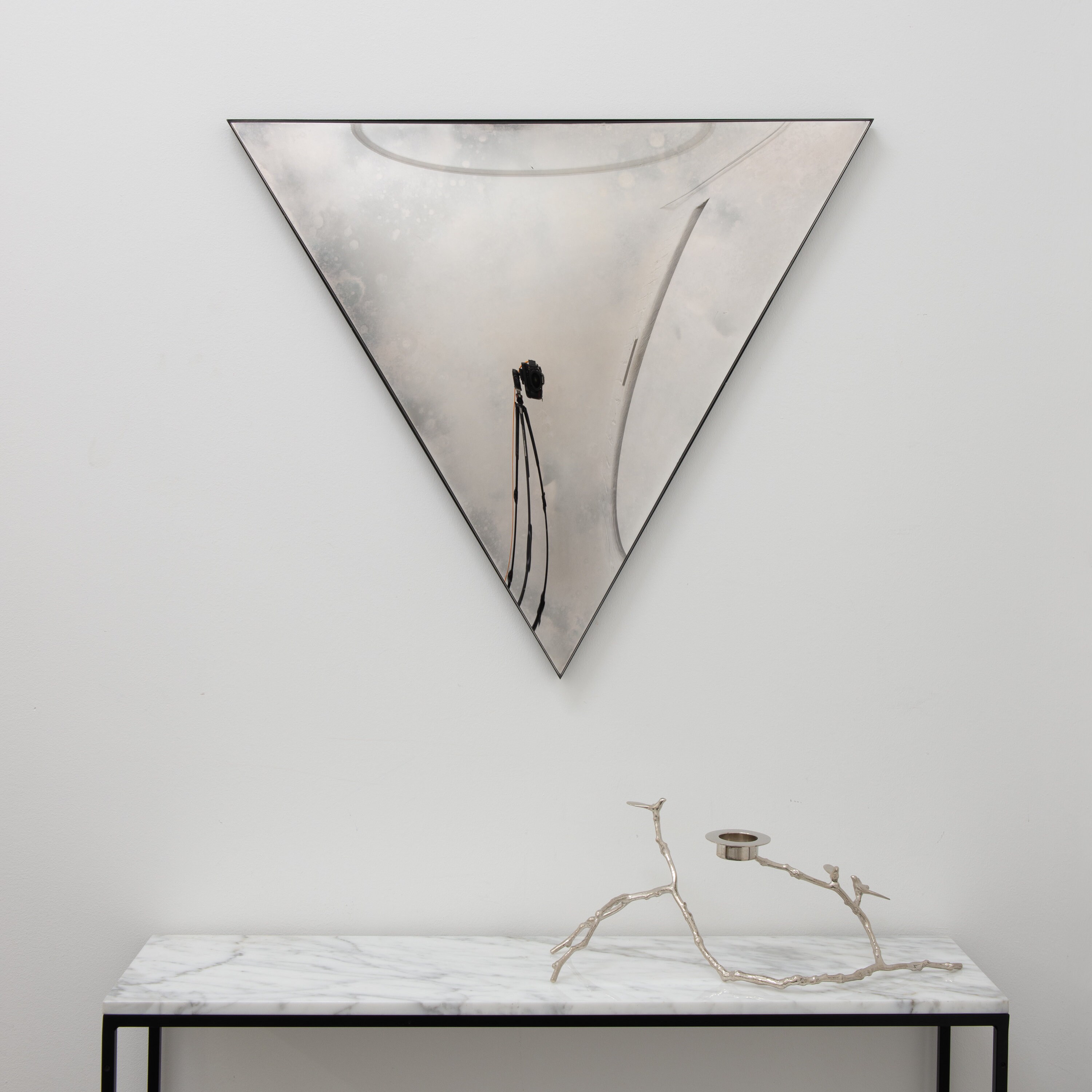 Stunning Triangular Antiqued Convex Mirror With Black Frame - Etsy