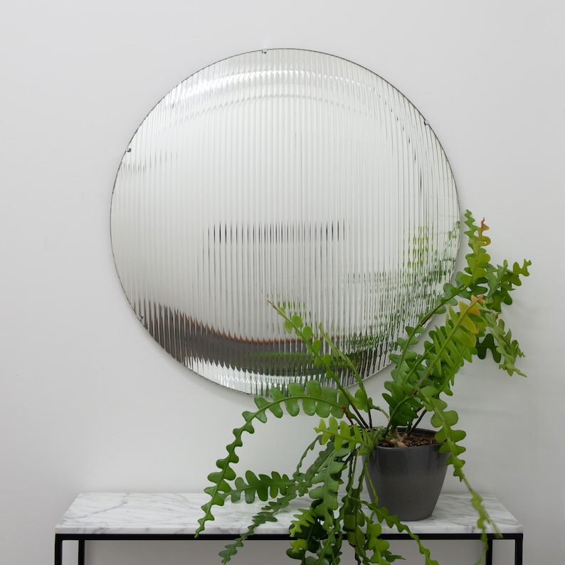 Orbis™ Round Reeded Glass Handcrafted Convex Frameless Mirror - Etsy