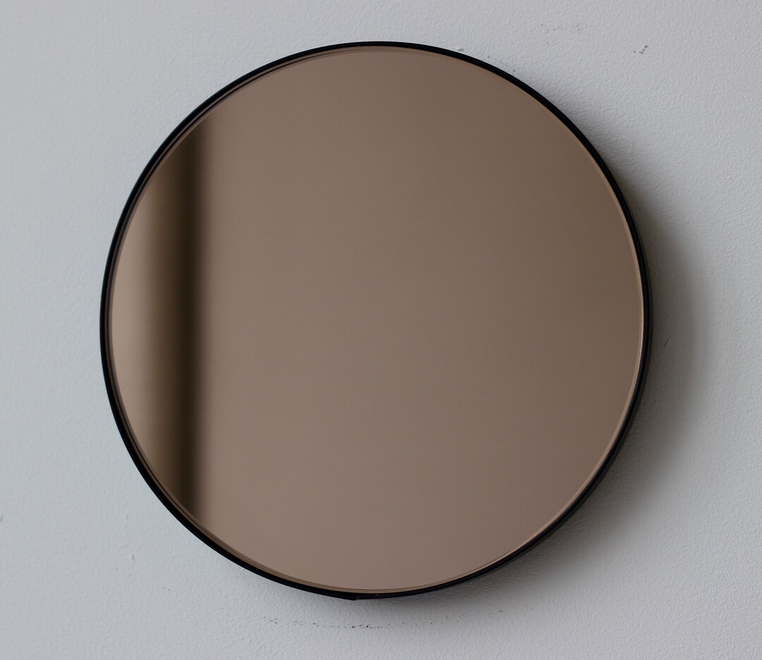 Orbis™ Bronze Tinted Contemporary Round Mirror With Black Frame ... Orbis™ Bronze Tinted Contemporary Round Mirror With Black Frame ...