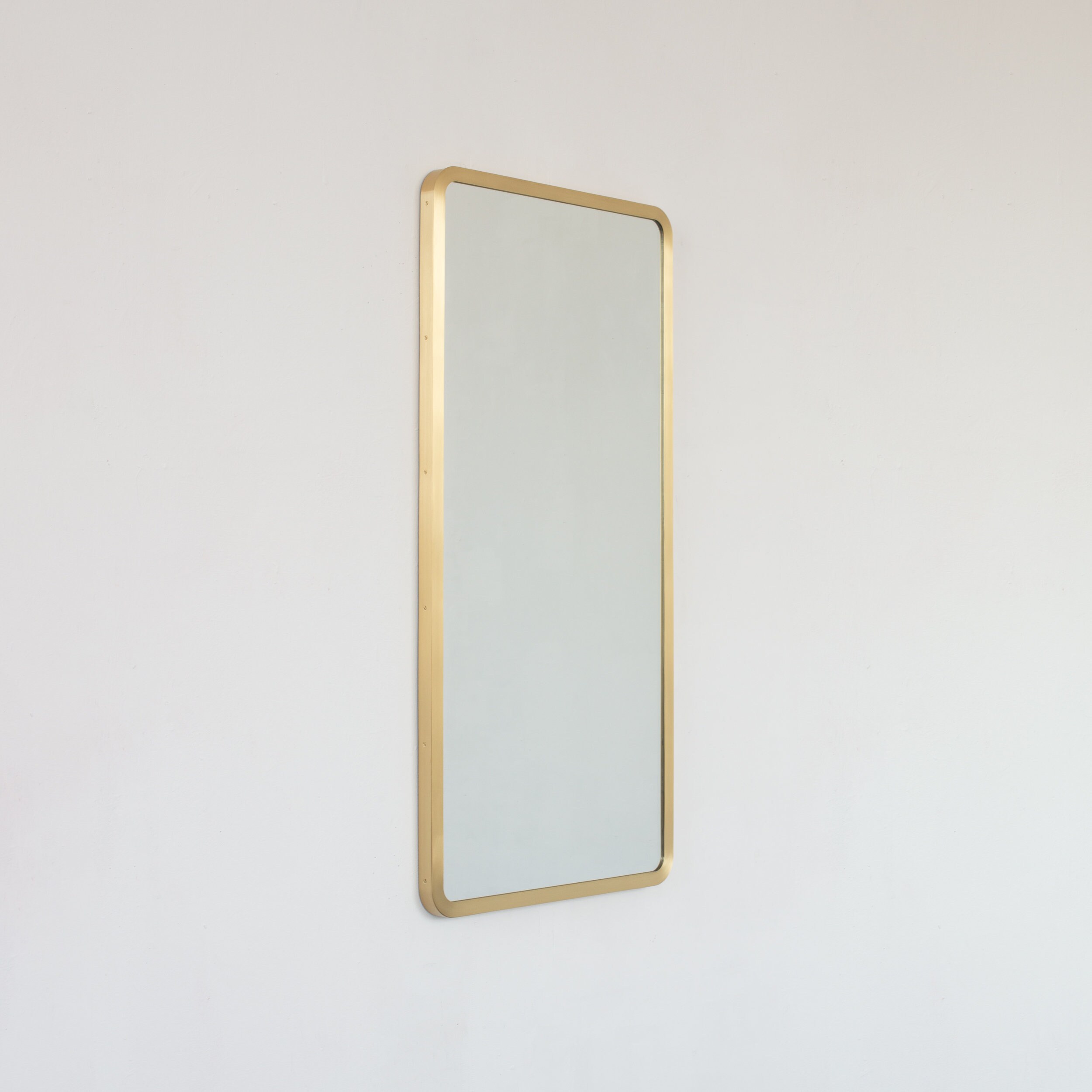 Quadris™ Rectangular Contemporary Mirror With Handcrafted Brass Full ...