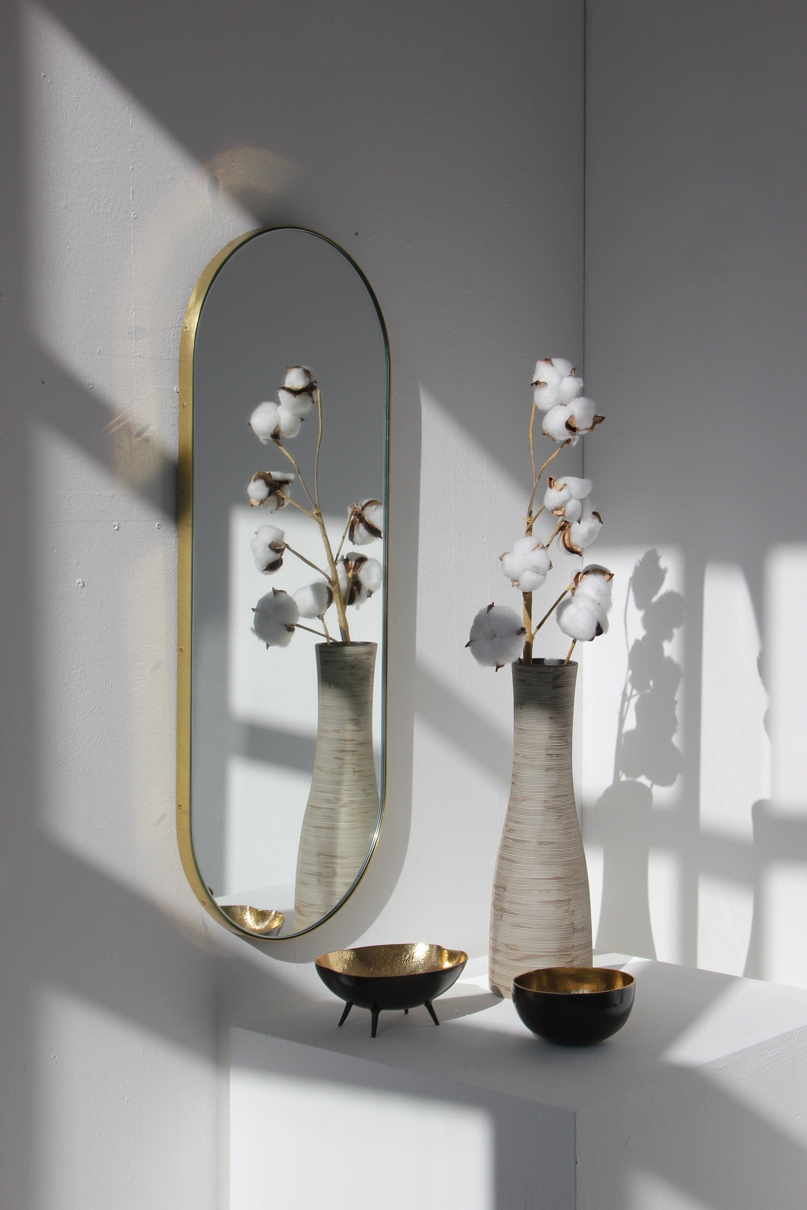 Capsula™ Capsule Shaped Contemporary Mirror With Brass Frame, XL - Etsy