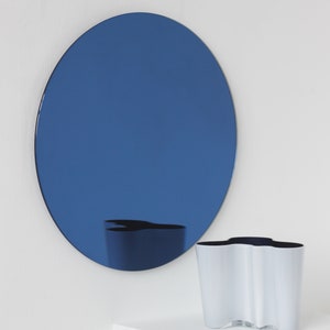 Orbis™ Round Blue Tinted Contemporary Frameless Mirror - Large, XL - Etsy